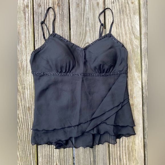 Cato | Tops | Black 0s Y2k Ruffle Beaded Cami Top | Poshmark